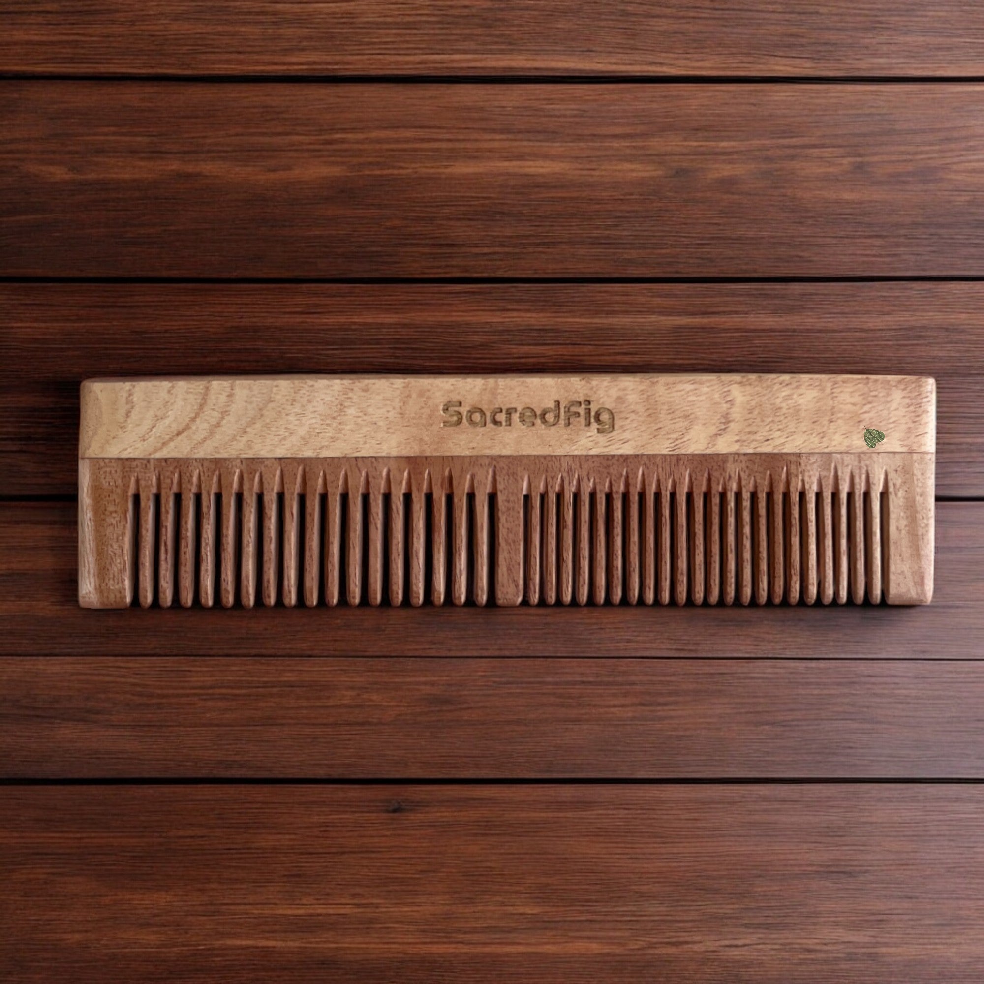 SacredFig Neem Wood Hair Combs | Rectangle Comb