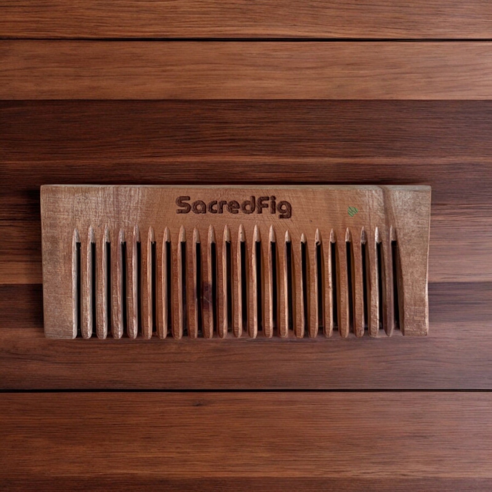 SacredFig Neem Wood Hair Combs | Broad Rectangle Comb | L
